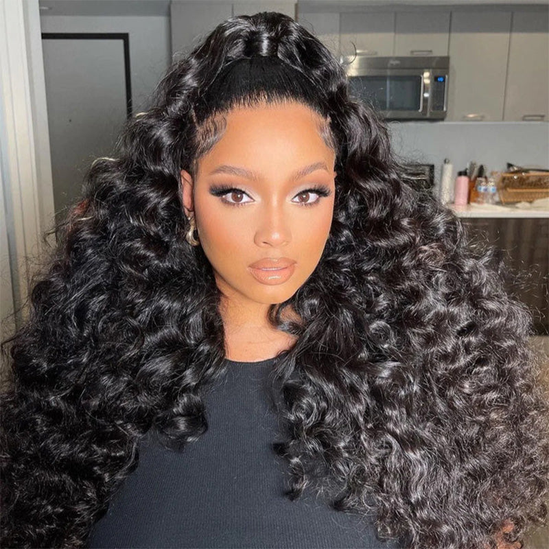 Loose Wave Wigs 300% Density Virgin Human Hair Bleach Konts Transparen
