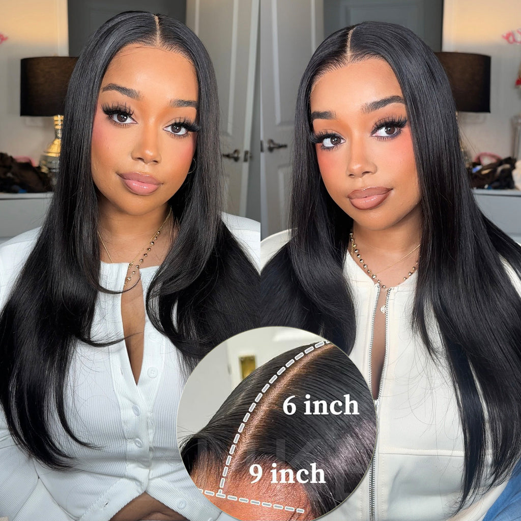 Pre-Plucked Straight 9x6 Glueless Human Hair Lace Closure Wigs Bleached ...