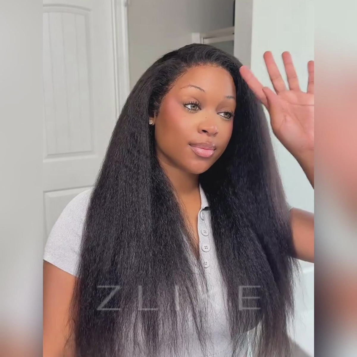 Zlike Kinky Straight Transparent Glueless Lace Front Wigs 100% Virgin